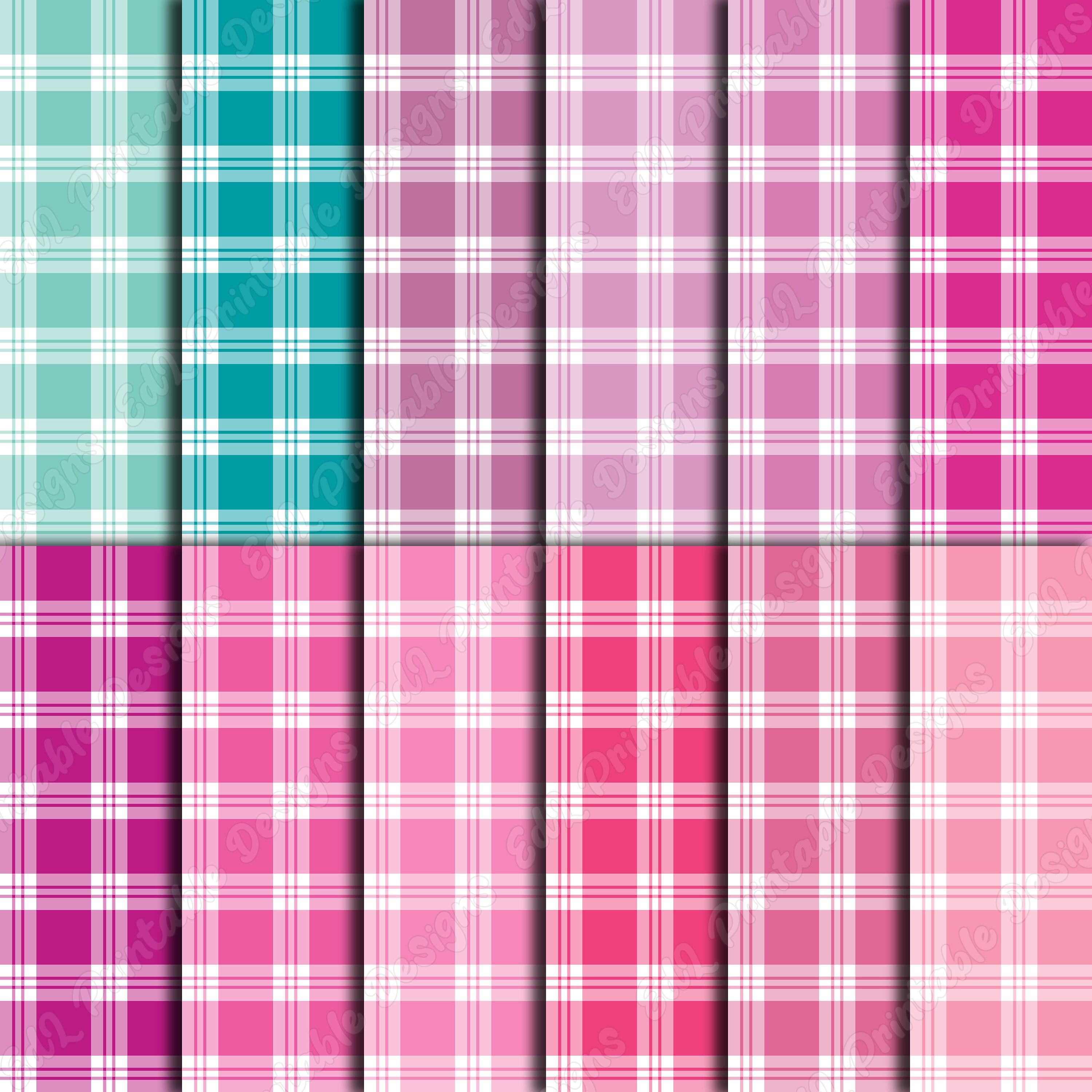 100 Plaid Digital Paper, Tartan Printable Background, Gingham Scrapbook ...