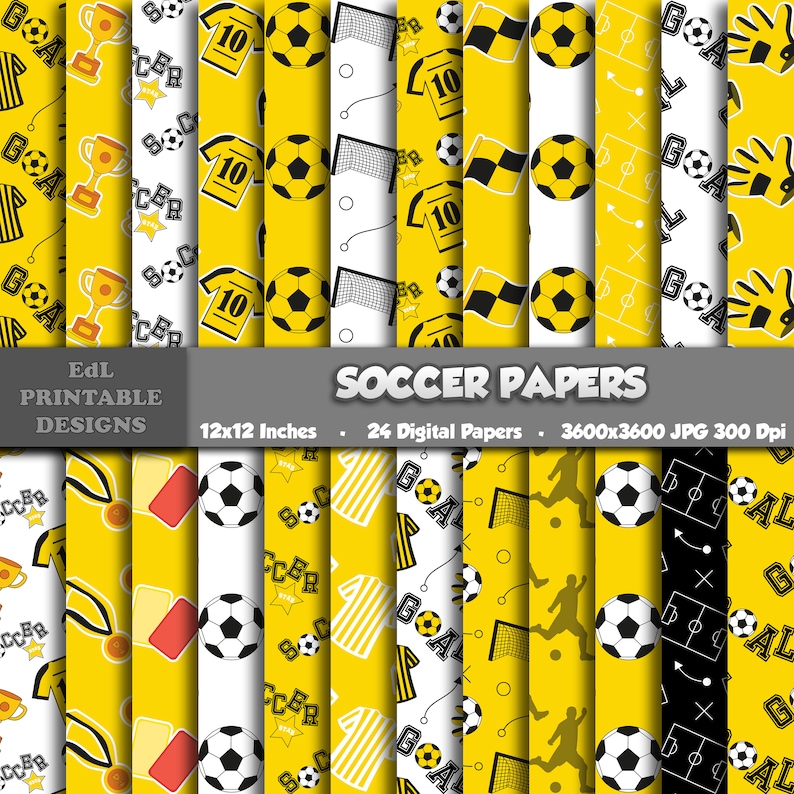 Yellow Soccer Ball Digital Paper, Sports Theme (digital Download) - Etsy