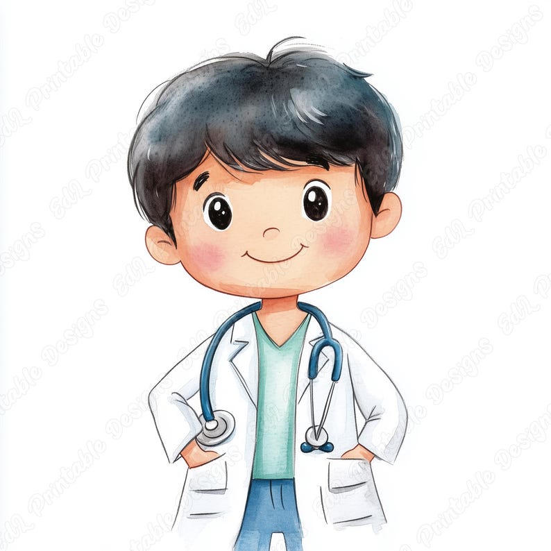 Doctor Boy Clipart, Hospital Male Doctor JPG Images (digital Download ...