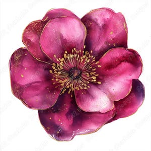 Pink Gold Glitter Flower Clip Art, Floral Graphics (digital Download ...