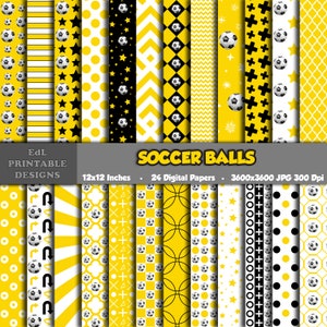 Soccer Digital Paper Football Printable Background Yellow - Etsy