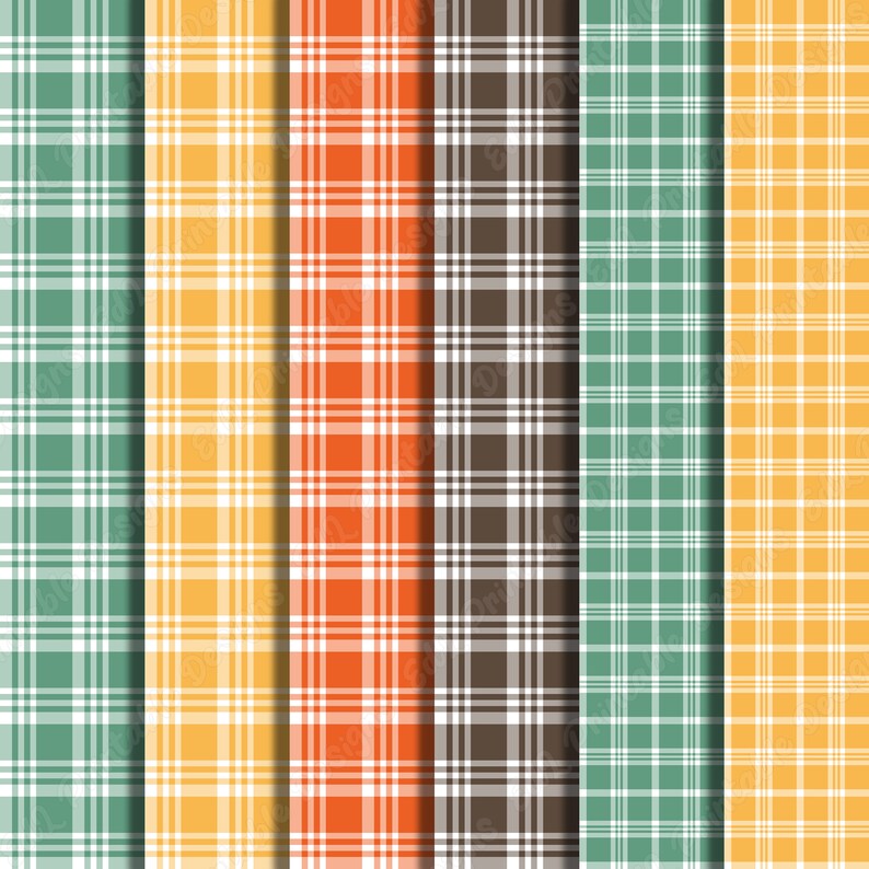 Autumn Color Plaids Digital Papers, Tartan Printable Background ...