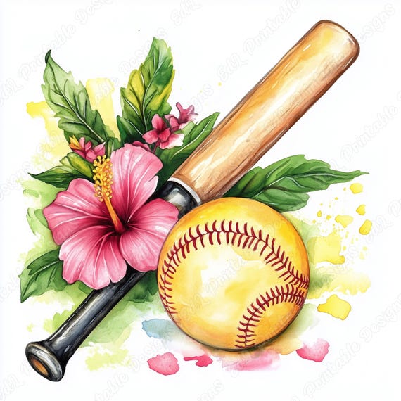 Colored Softball Bats Clipart