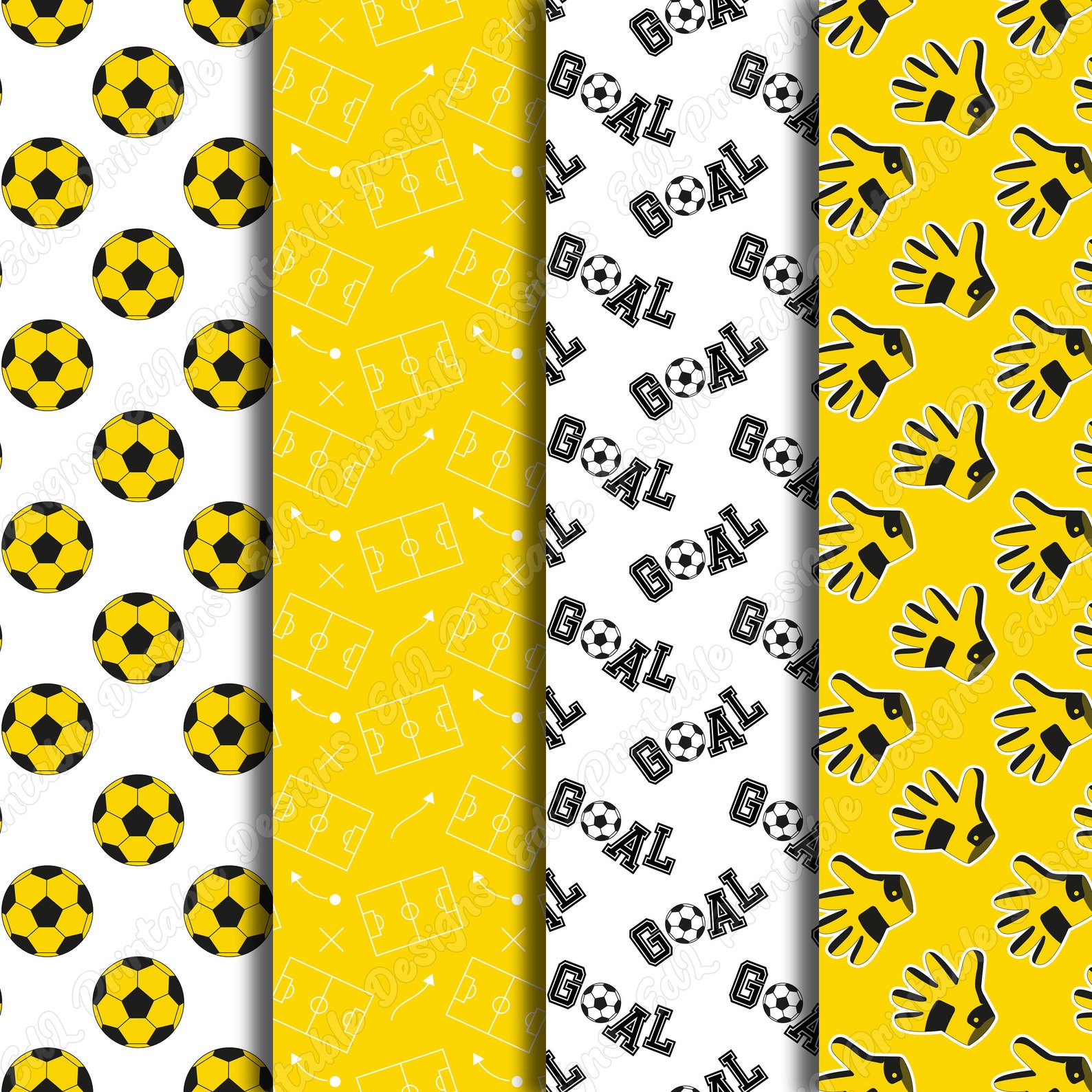 Yellow Soccer Ball Digital Paper, Sports Theme (digital Download) - Etsy