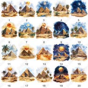 20 Pyramids Landscape Clip Art, Ancient Printable Images, Giza Pyramid ...