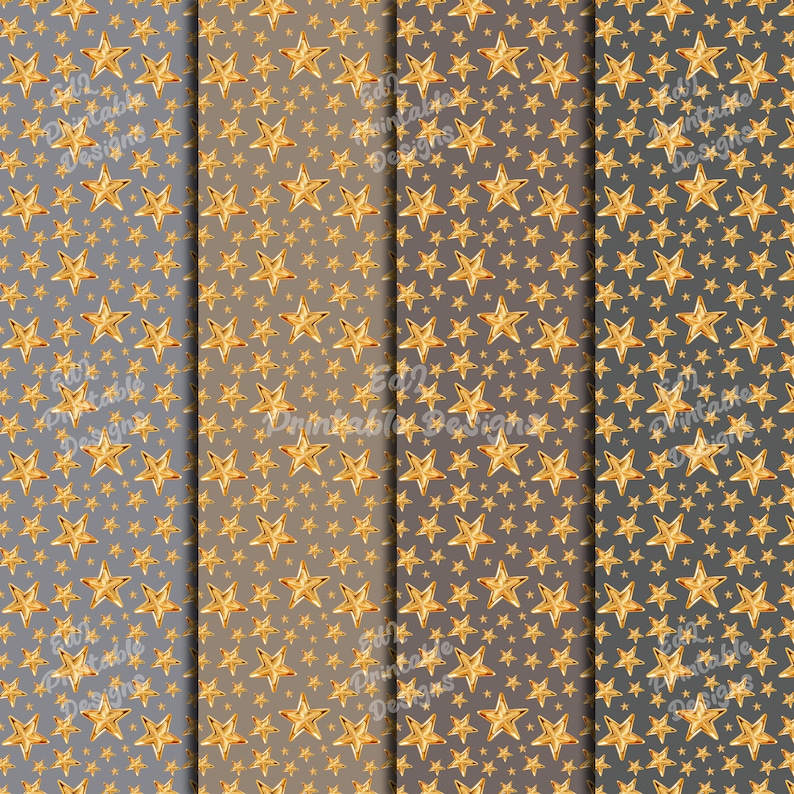 Glitter Gold Stars Digital Paper Pack Golden Printable - Etsy