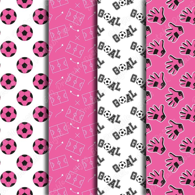 Pink Soccer Ball Digital Paper Pack, Sports Theme (digital Download) - Etsy