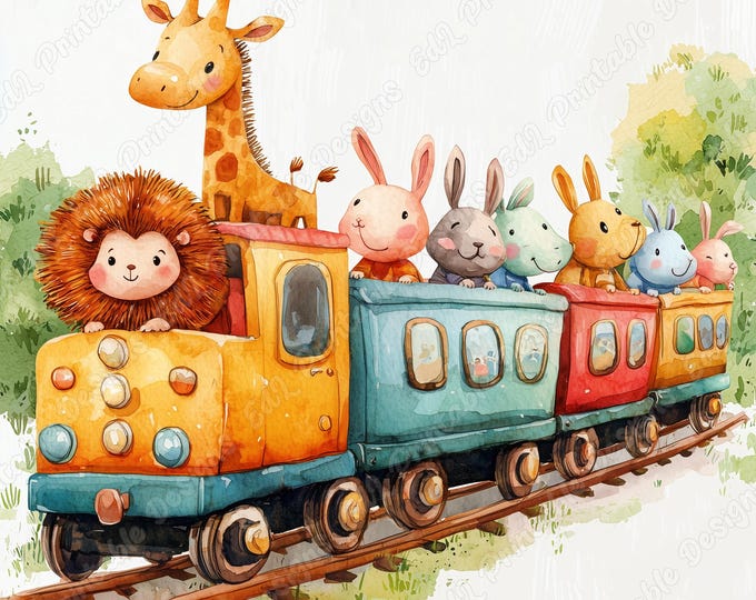 Wild Animals Train Digital Clipart - Etsy Canada