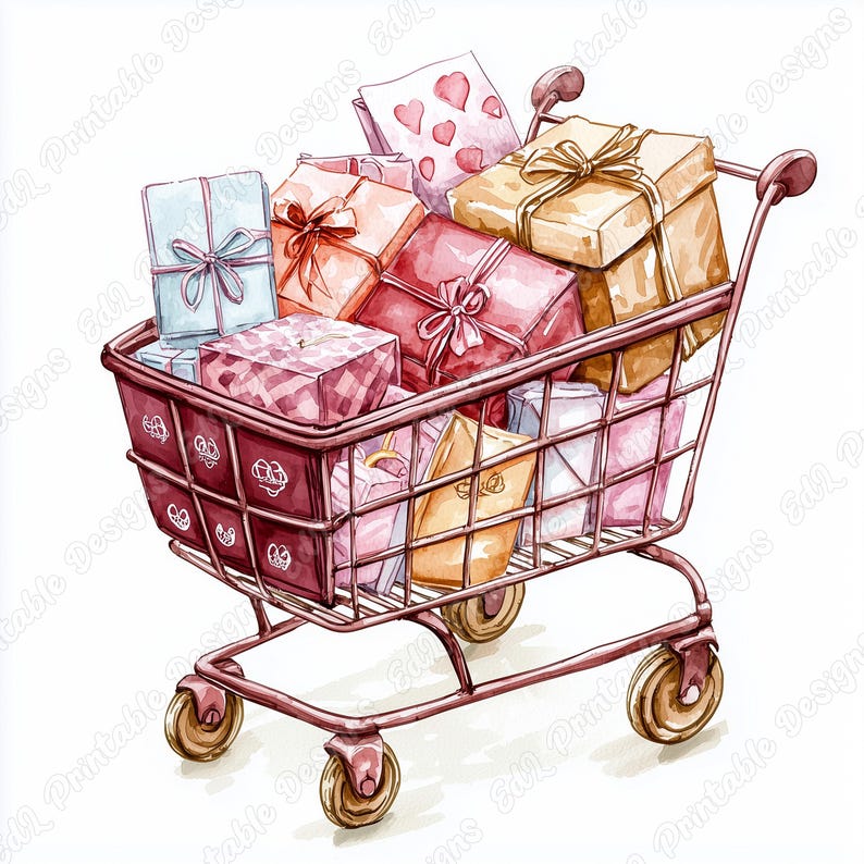 Watercolor Shopping Cart Clipart, Commercial Use (digital Download) - Etsy