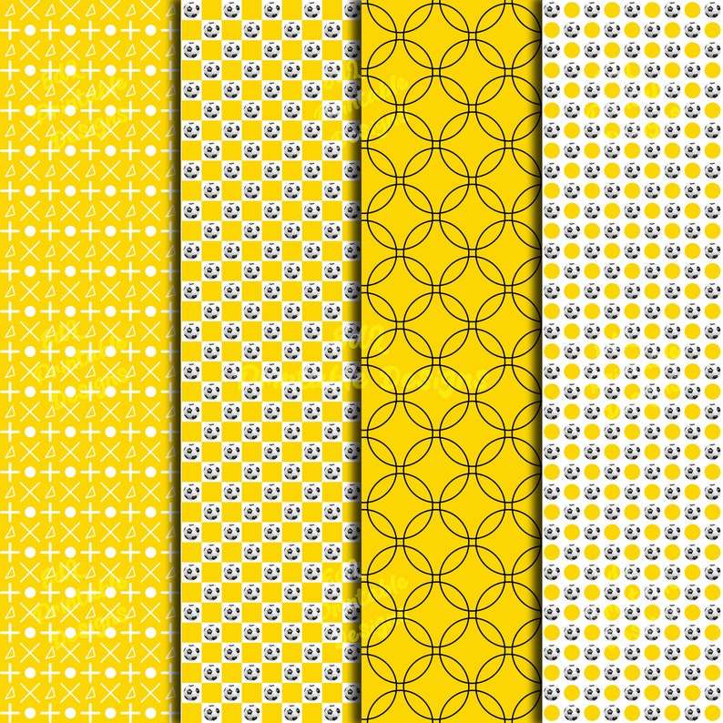 Soccer Digital Paper Football Printable Background Yellow - Etsy