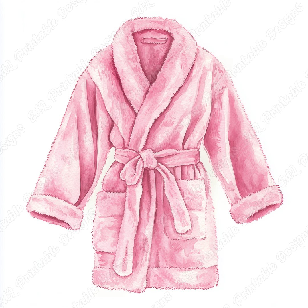 20 Watercolor Bathrobe Clip Art, Fluffy Bath Robe Printable Images, Plush Bathrobe Digital ...