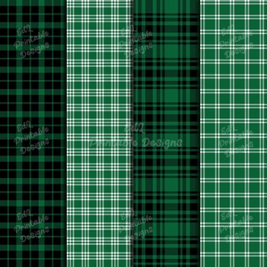Green Buffalo Plaid Digital Paper Pack, Printable Background Papers ...