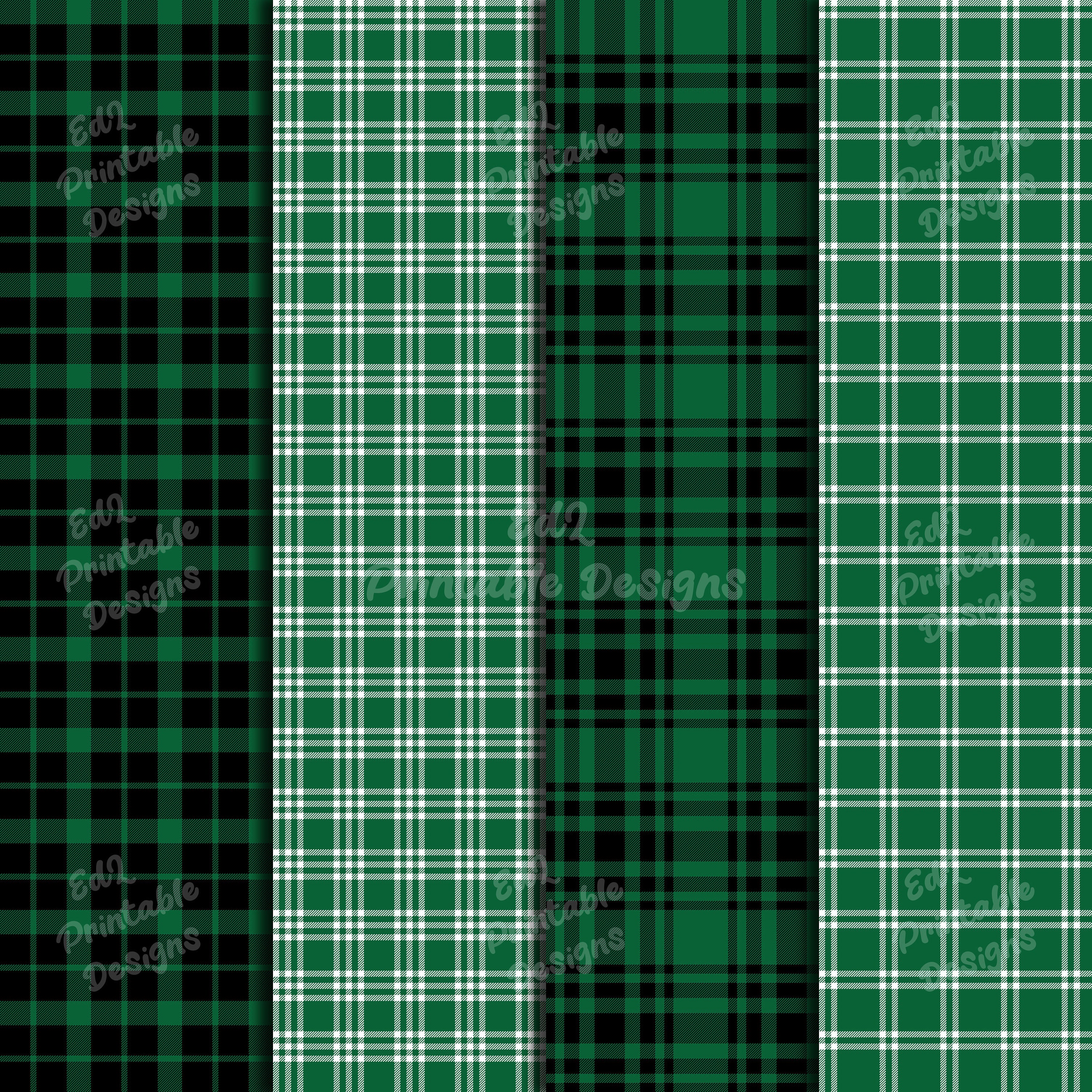 Green Buffalo Plaid Digital Paper Pack, Tartan Scrapbook Paper (set of ...