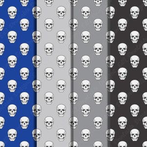 Human Skull Digital Paper, Printable Gothic Skeleton Background, Horror ...