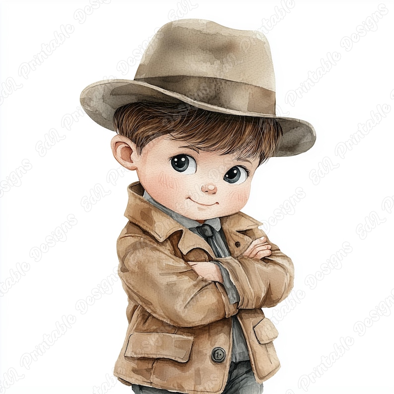 Detective Boy Clipart, Spy Kid Printable Images (JPG Digital Download ...