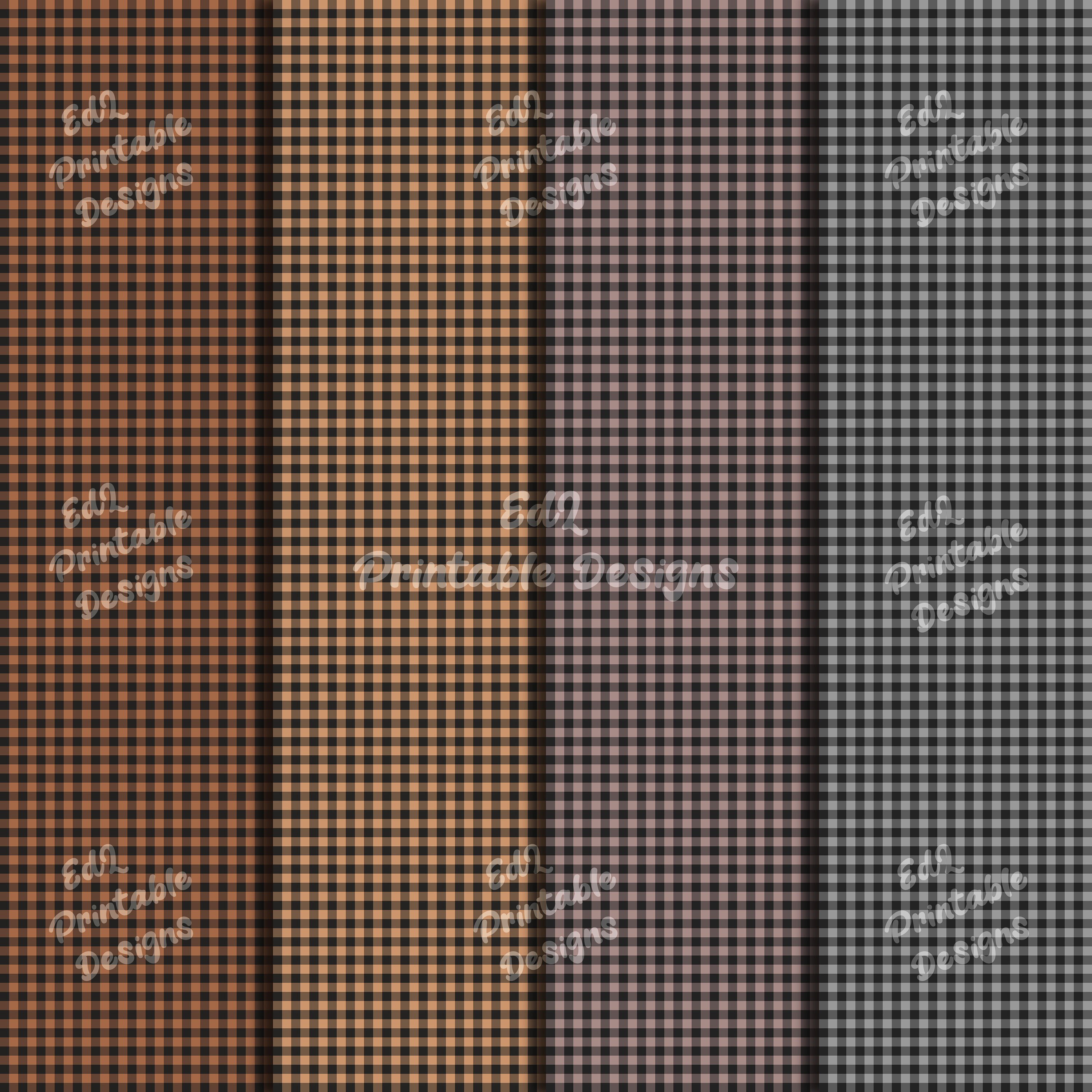 Black Small Gingham Digital Paper, Printable Dark Plaids Background ...