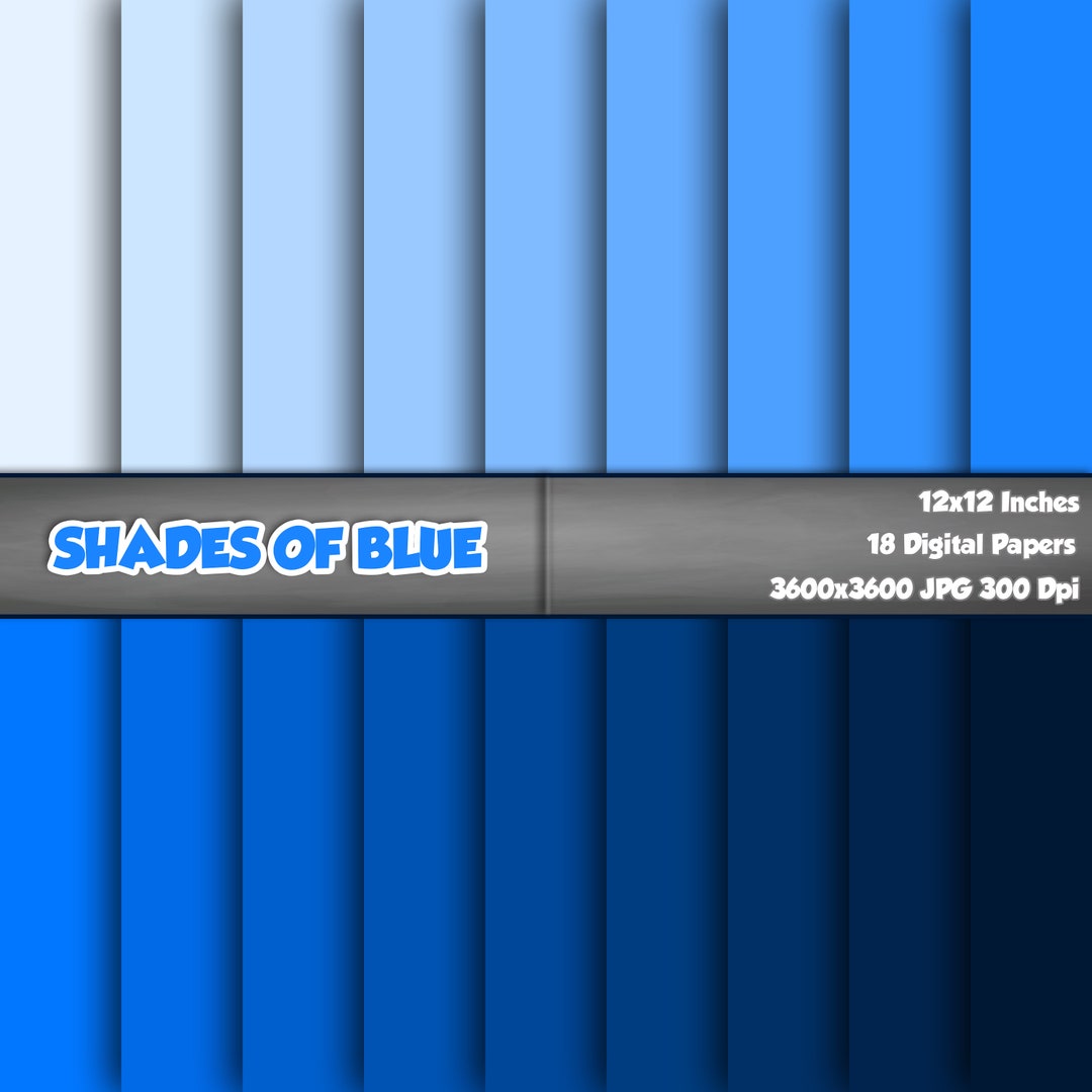 Shades of Blue Digital Paper Pack, Printable Blue Colors Background ...