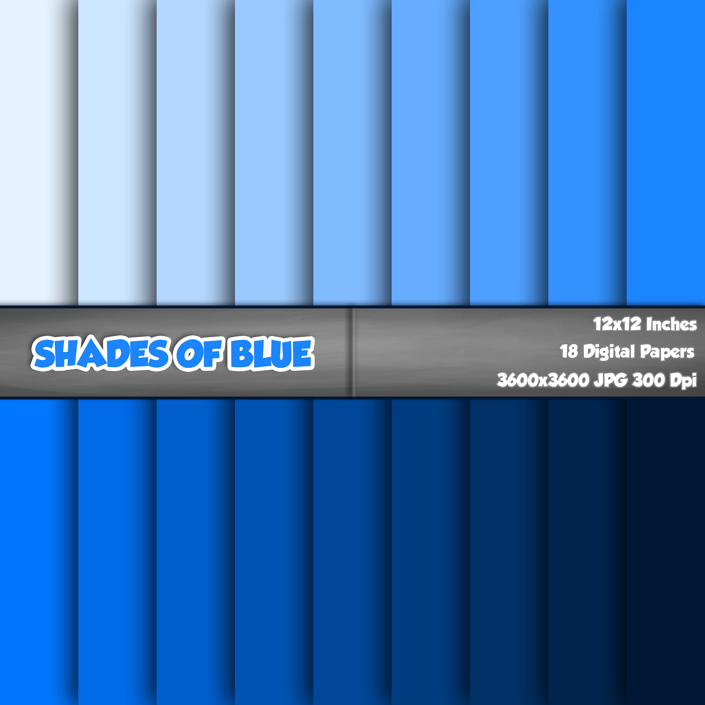 Shades of Blue Digital Paper Pack, Printable Blue Colors Background ...