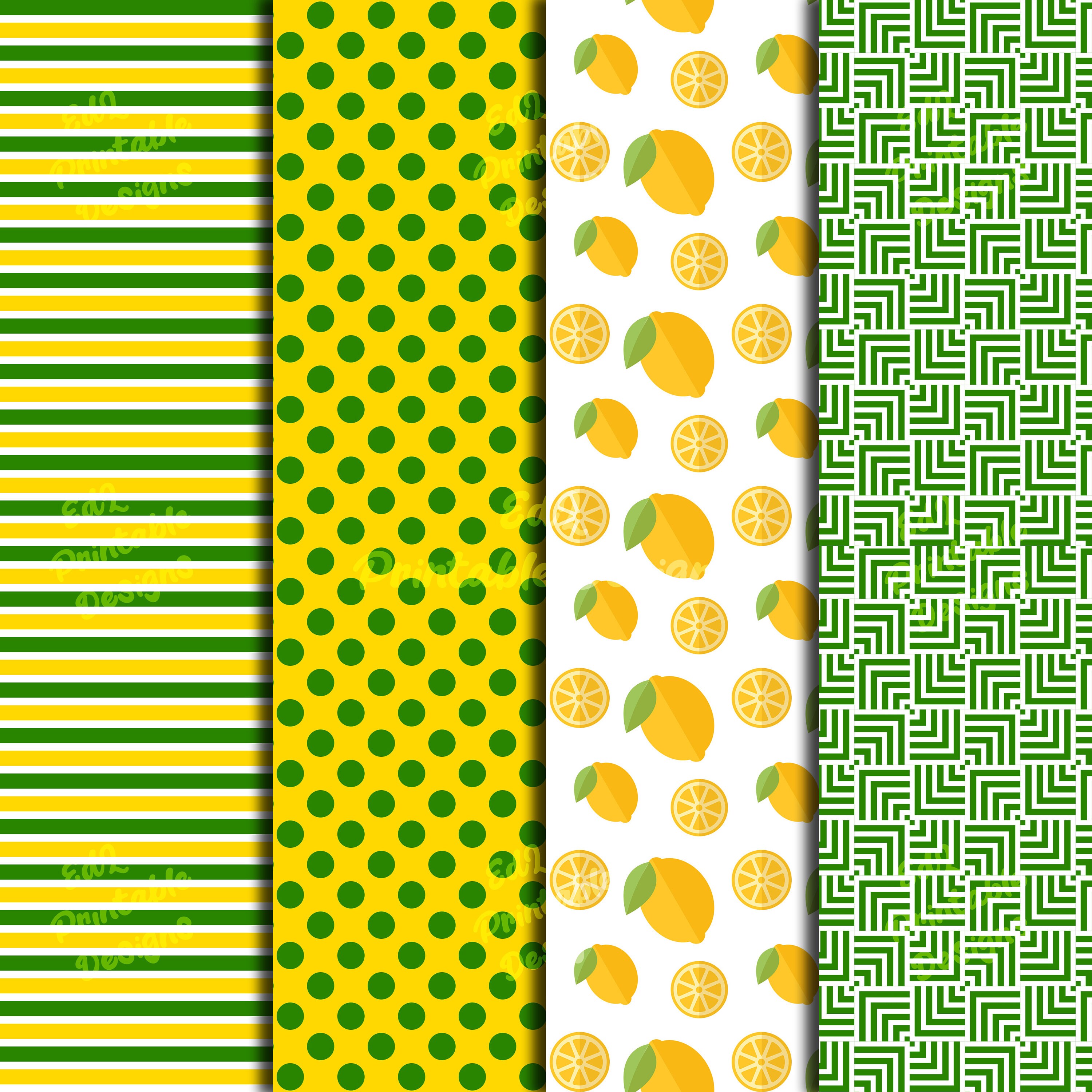 Lemon Digital Paper Pack, Fruit Printable Background, Citrus Scrapbook ...