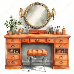 20 Beautiful Vanity Clip Art, Vintage Vanity Table Printable Images ...