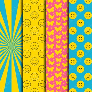 Smiley Face Digital Paper, Groovy Printable Background, Happy Smiley ...