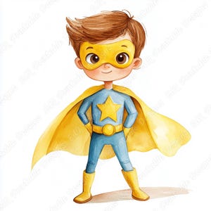 20 Cute Superhero Boy Clip Art, Cartoon Superhero Kid Printable Image ...