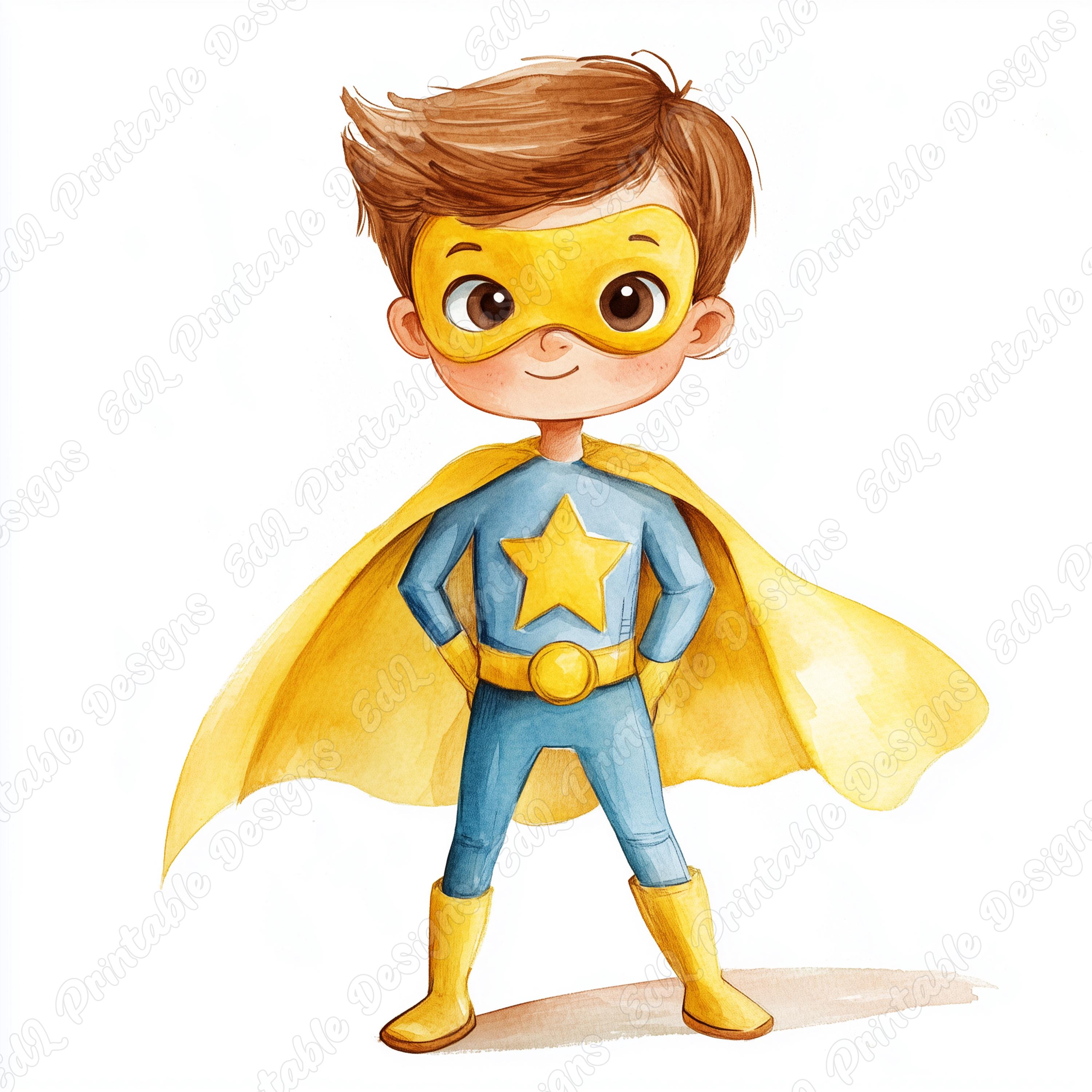 Superhero Boy Clip Art, Watercolor Style (digital Download) - Etsy