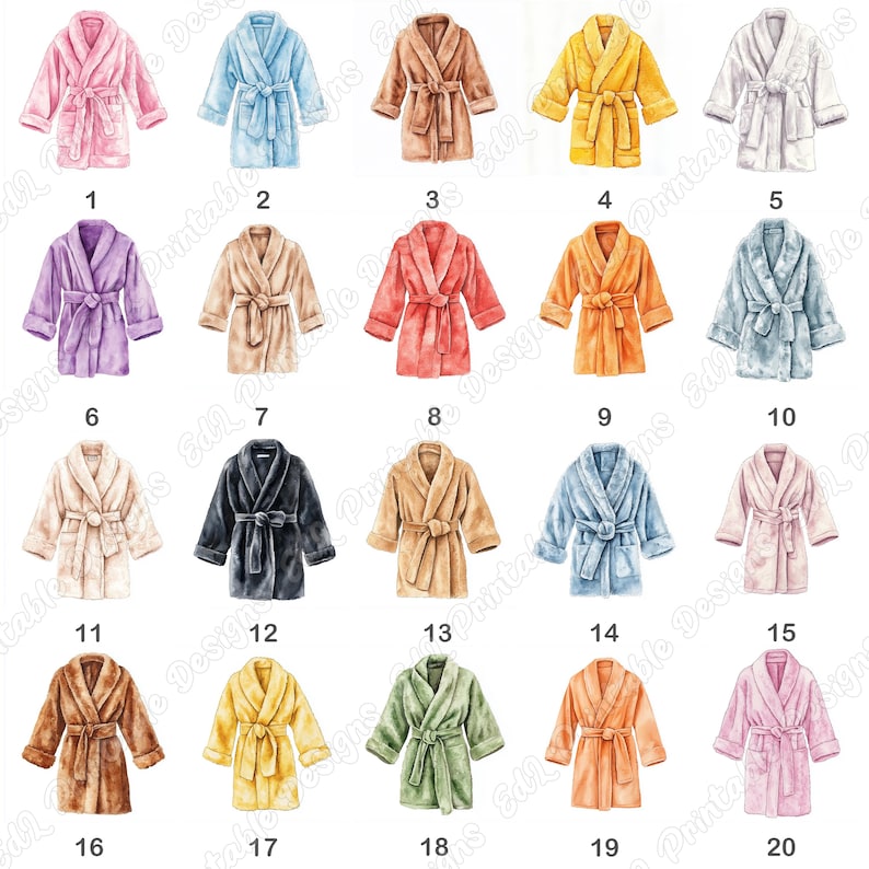 Watercolor Bathrobe Clipart, Fluffy Spa Robe Images, Spa Themed ...