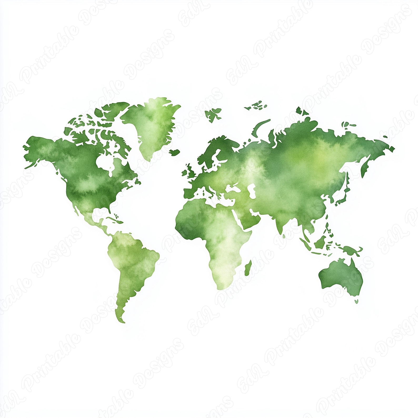 Watercolor World Map Clipart, Earth Maps, JPG Bundle (digital Download ...