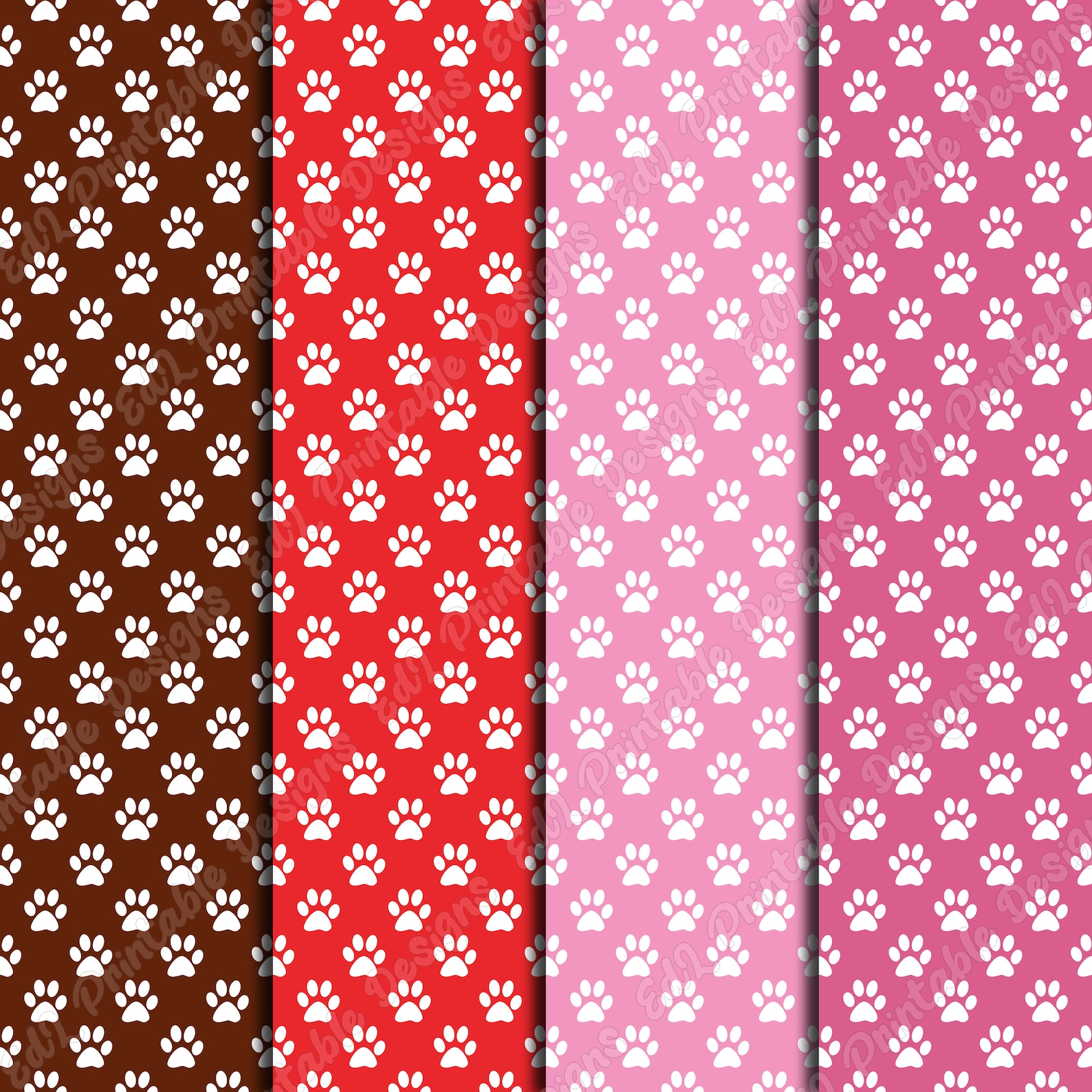 Rainbow Paw Print Digital Paper, Animal Pattern, Seamless Dog Scrapbook ...