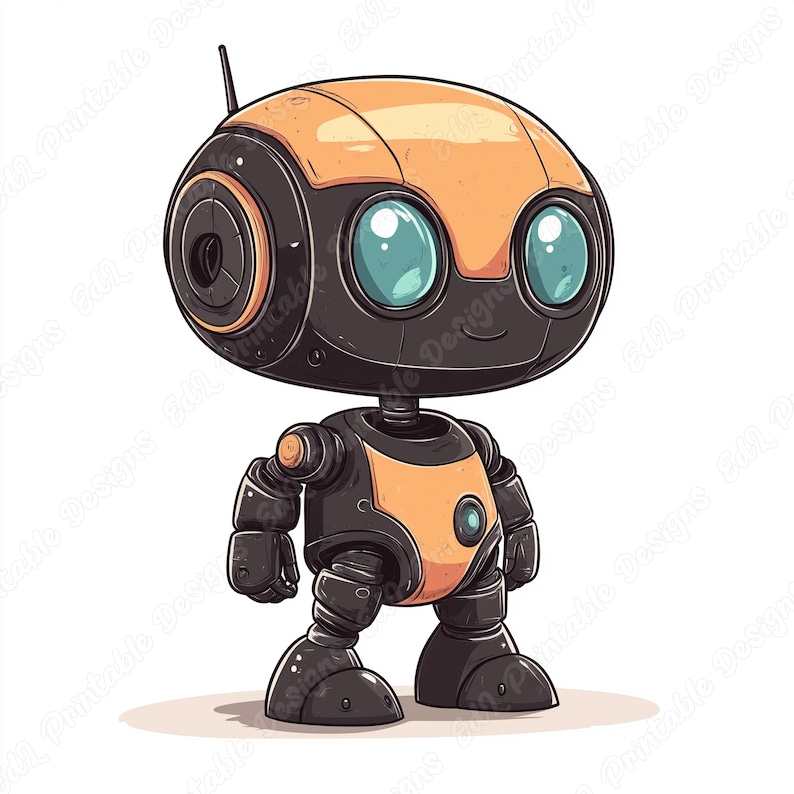 Robots Clipart, Printable Nursery Bot Images Bundle (JPG Digital ...