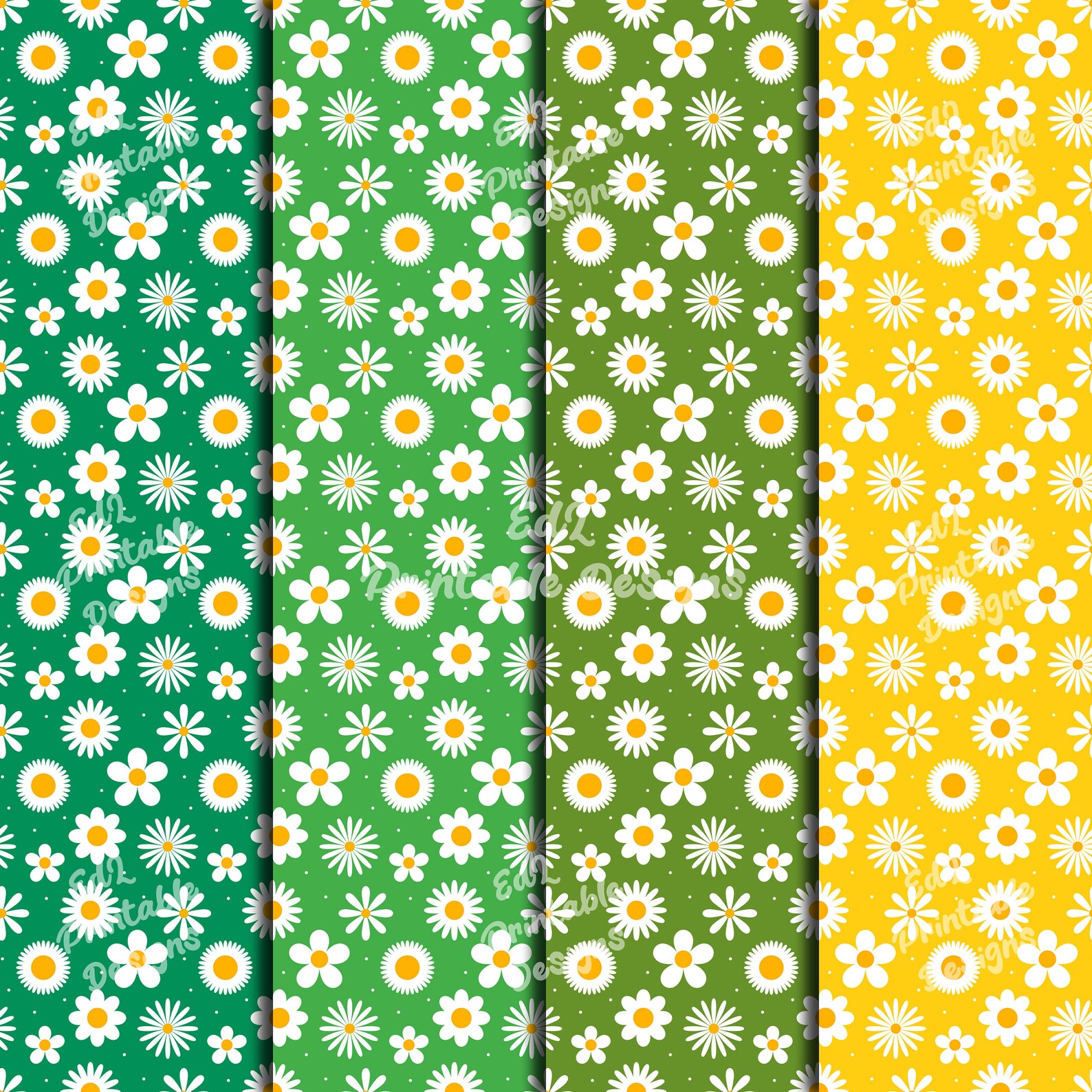 Summer Daisy Digital Paper, Daisies Printable Background, Blossom Scrapbook Papers, 12x12 Floral ...