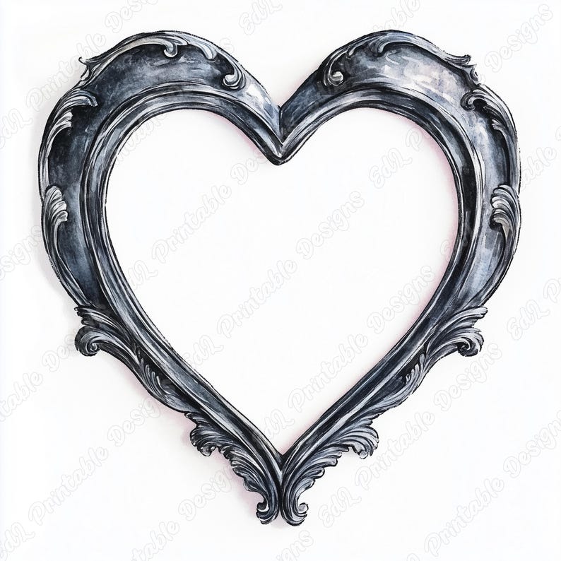 Vintage Heart Frame Clipart, Shabby Chic Rococo Border (digital ...