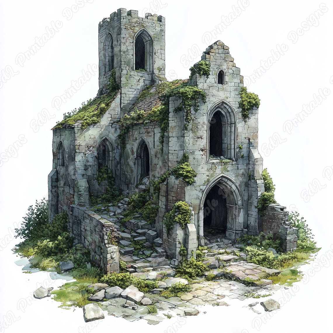 20 Ruined Building Clip Art, Abandoned Ruin Printable Images, Ancient ...