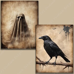 Shabby Chic Scary Halloween Junk Journal, Creepy Halloween Wall Art ...