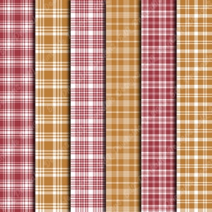 Gold and Red, Burgundy Plaid Digital Papers, Tartan Printable ...