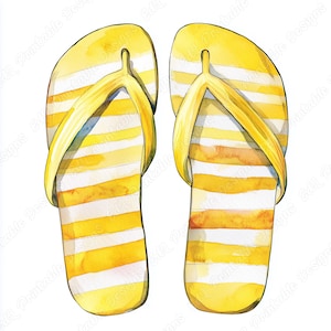 20 Watercolor Flip Flop Clip Art, Beach Slipper Printable Images ...