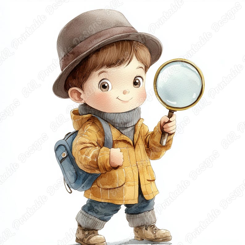 Detective Boy Clipart, Spy Kid Printable Images (JPG Digital Download ...