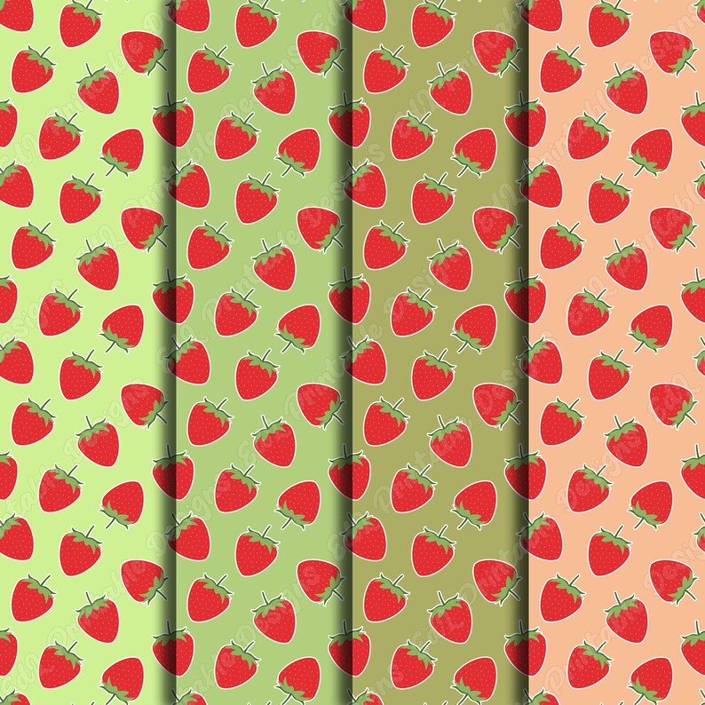 Strawberry Pattern Digital Paper, Summer Fruit Printable Background ...