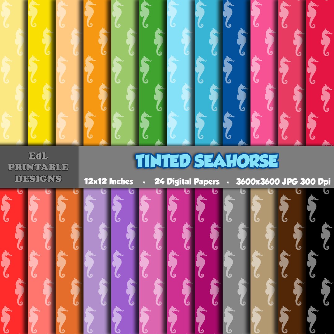 Tinted Seahorse Digital Paper Sea Animal Printable - Etsy