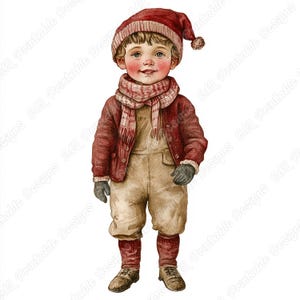 20 Vintage Christmas Boy Clip Art, 1920s Retro Kids Printable Image ...