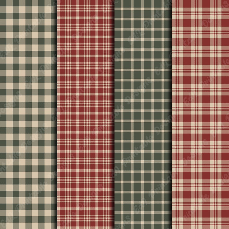 Christmas Buffalo Plaid Digital Paper, Green and Red Tartan (digital ...