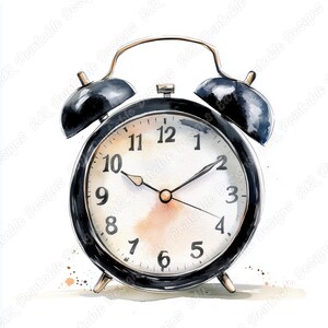 20 Alarm Clock Clip Art, Watercolor Vintage Clock Printable Image ...