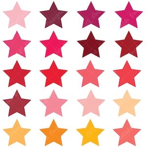 100 Solid Color Star Clip Art, Scrapbooking Planner Png, Rainbow Starry ...