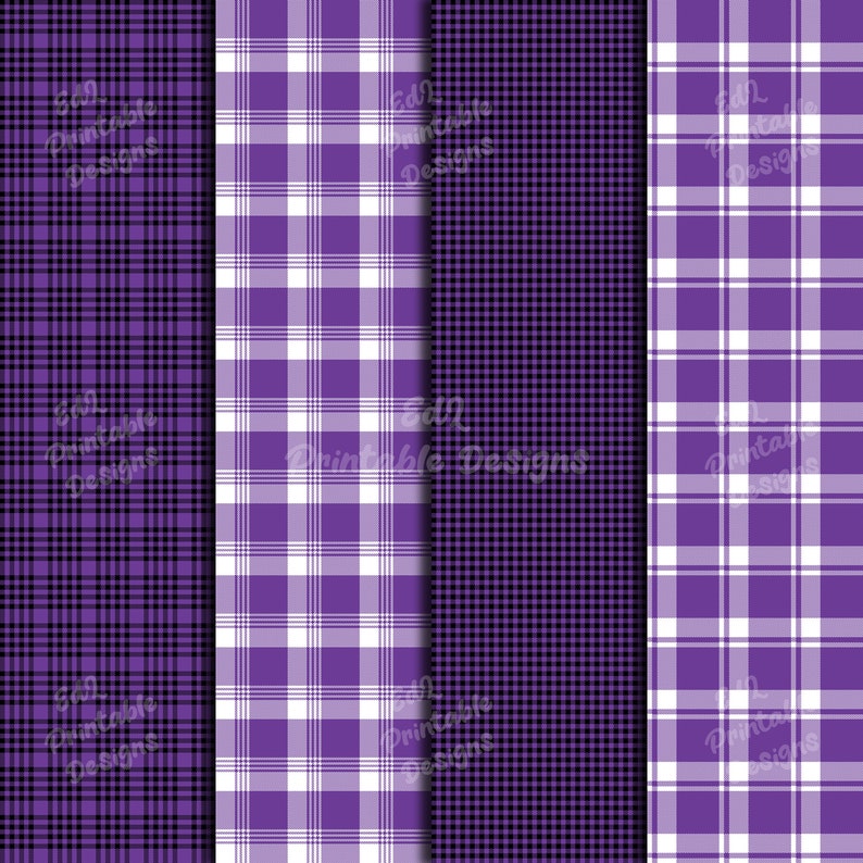 Purple Buffalo Plaid Digital Paper Pack, Printable Background Papers ...