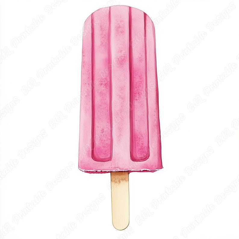 Watercolor Popsicle Clip Art, Ice Cream Summer Dessert Images (JPG ...