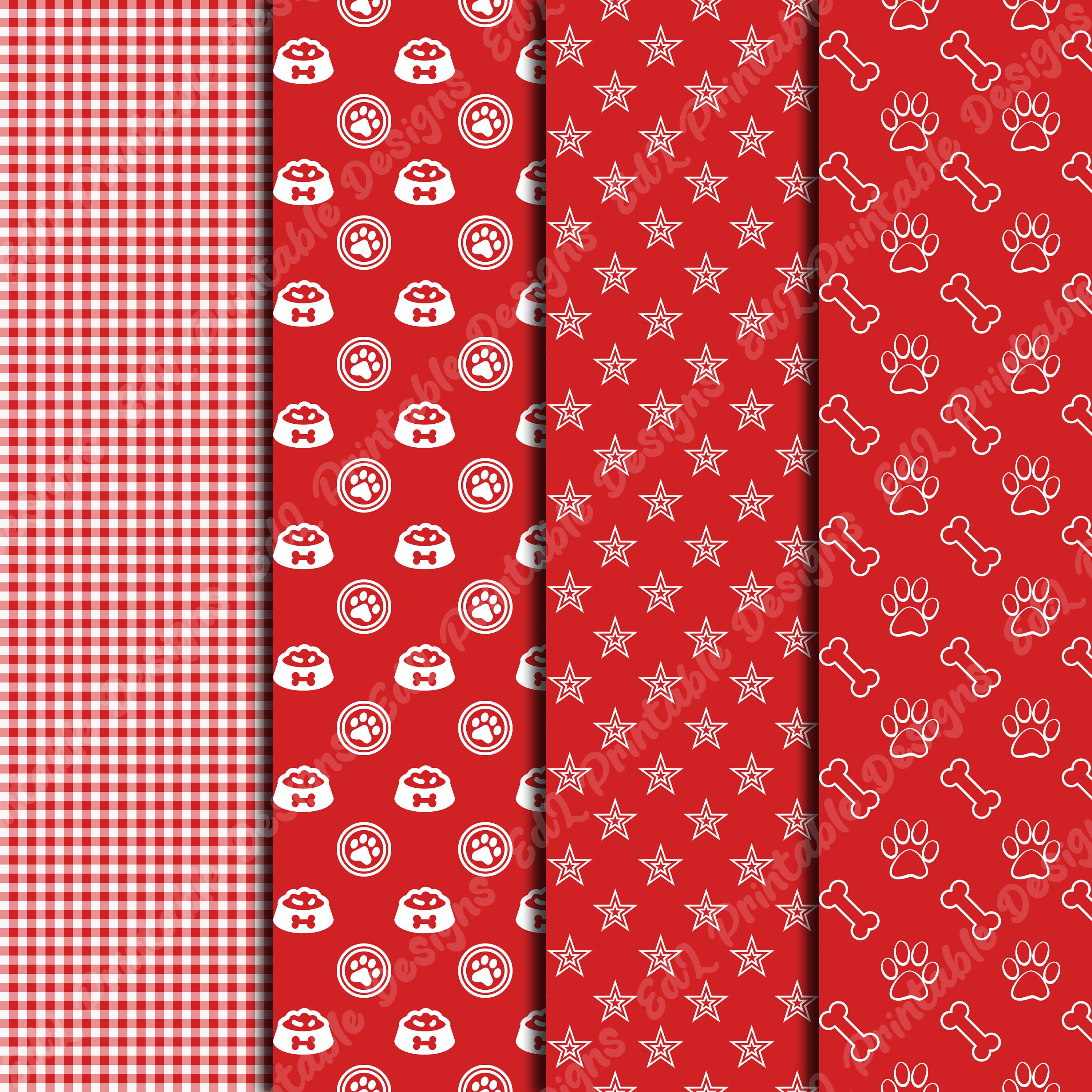 Red and White Dog Patterns Digital Paper Animal Prints - Etsy