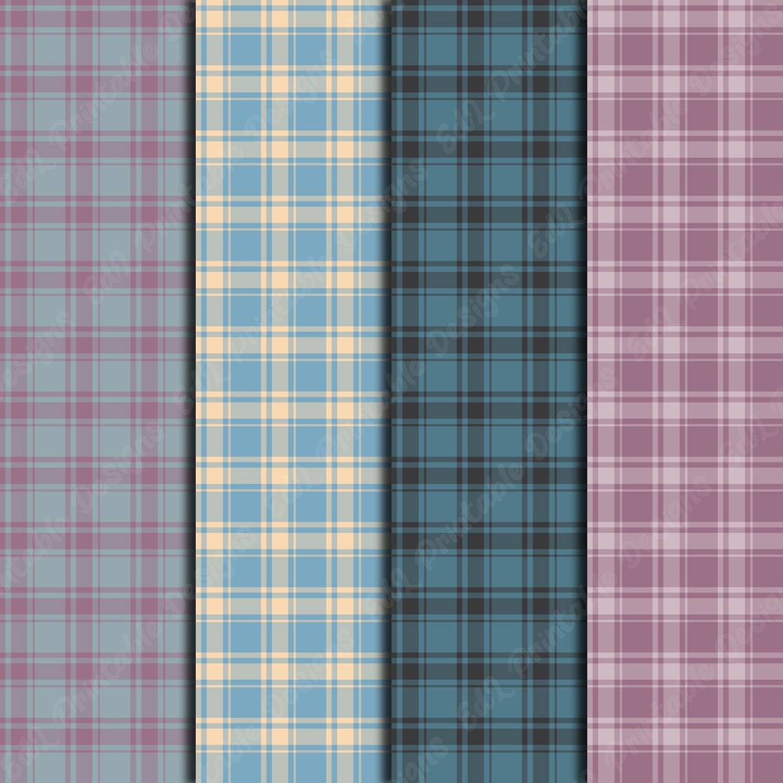 Soft Color Tartan Digital Paper Printable Plaid Background - Etsy