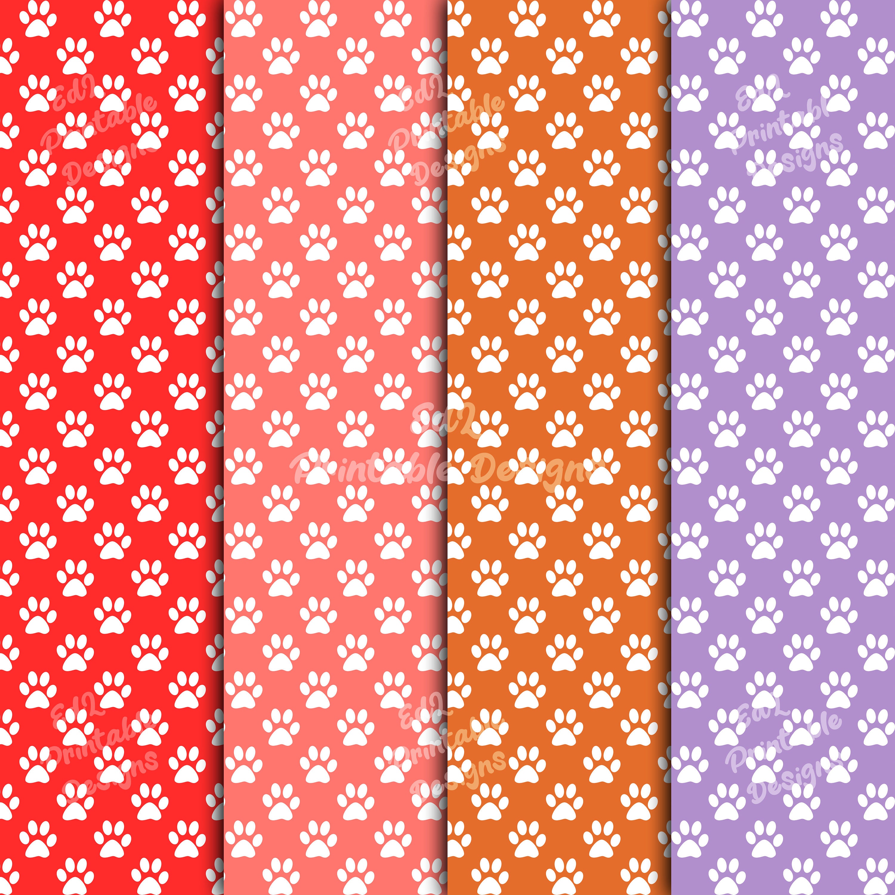 Paw Print Digital Paper Pack Animal Paw Printable Background - Etsy