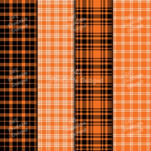 Orange Buffalo Plaid Digital Paper Pack, Printable Background Papers ...